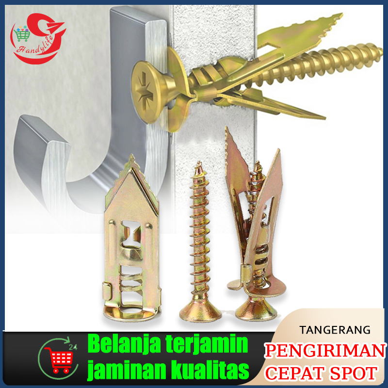 100 Buah Jangkar Drywall Pengeboran Sendiri dengan Sekrup Ekspansi Kuku ...