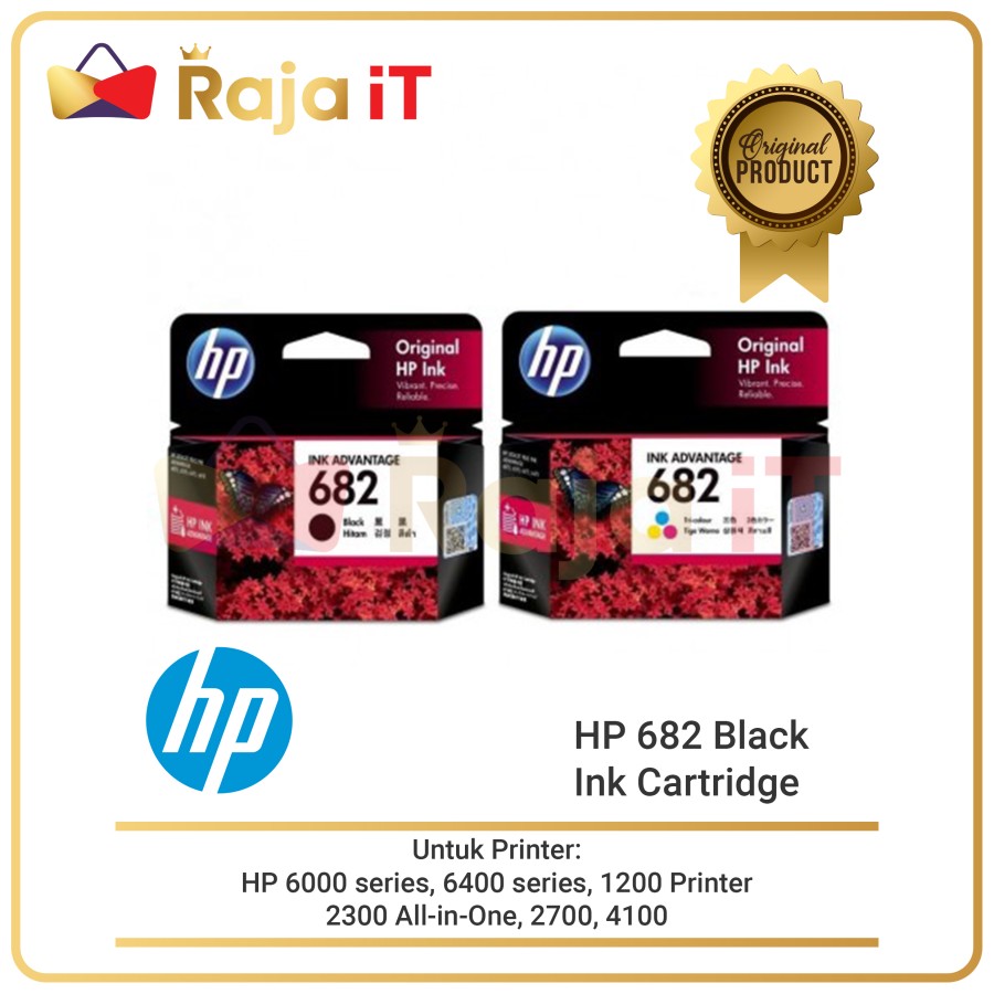 HP Catridge 682 Set Black Dan Tri Color Original Tinta Ink | Lazada ...