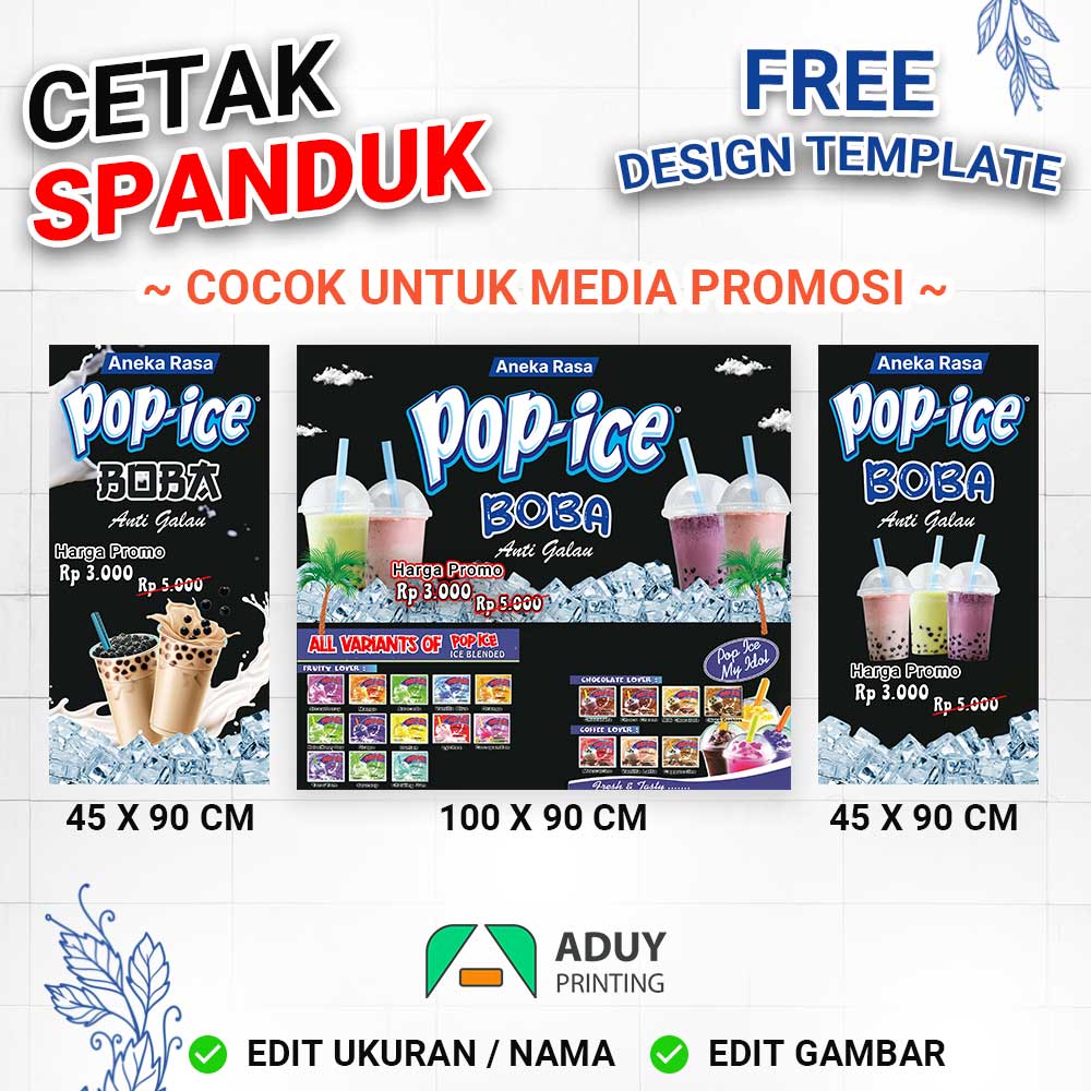 Paket Cetak spanduk pop ice Boba Minuman Viral 3 banner | Lazada Indonesia