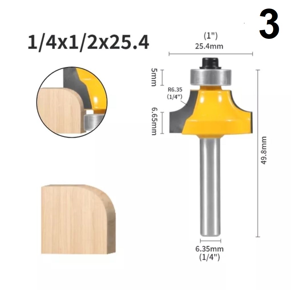 Mata Profil Router Bit Radius Round Over Sudut kayu shank 1/4 | Lazada ...