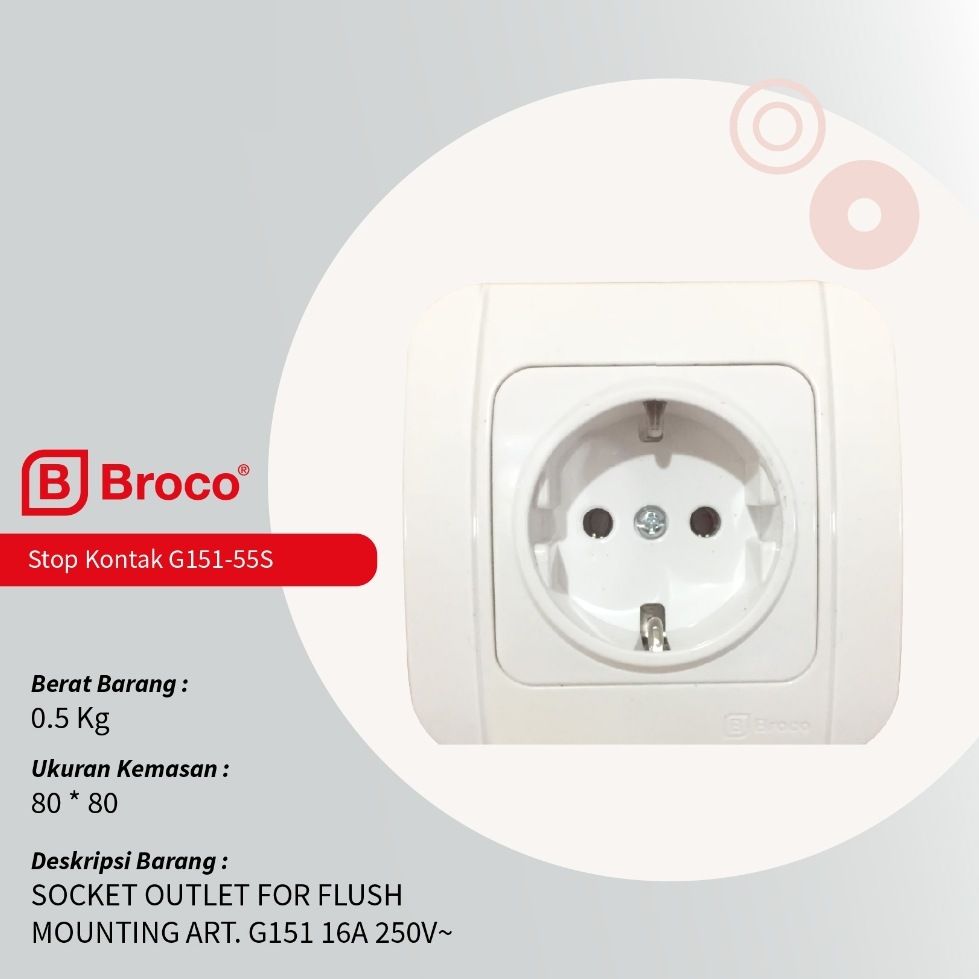 BROCO GALLEO Stop Kontak G151-55S WHITE | Lazada Indonesia