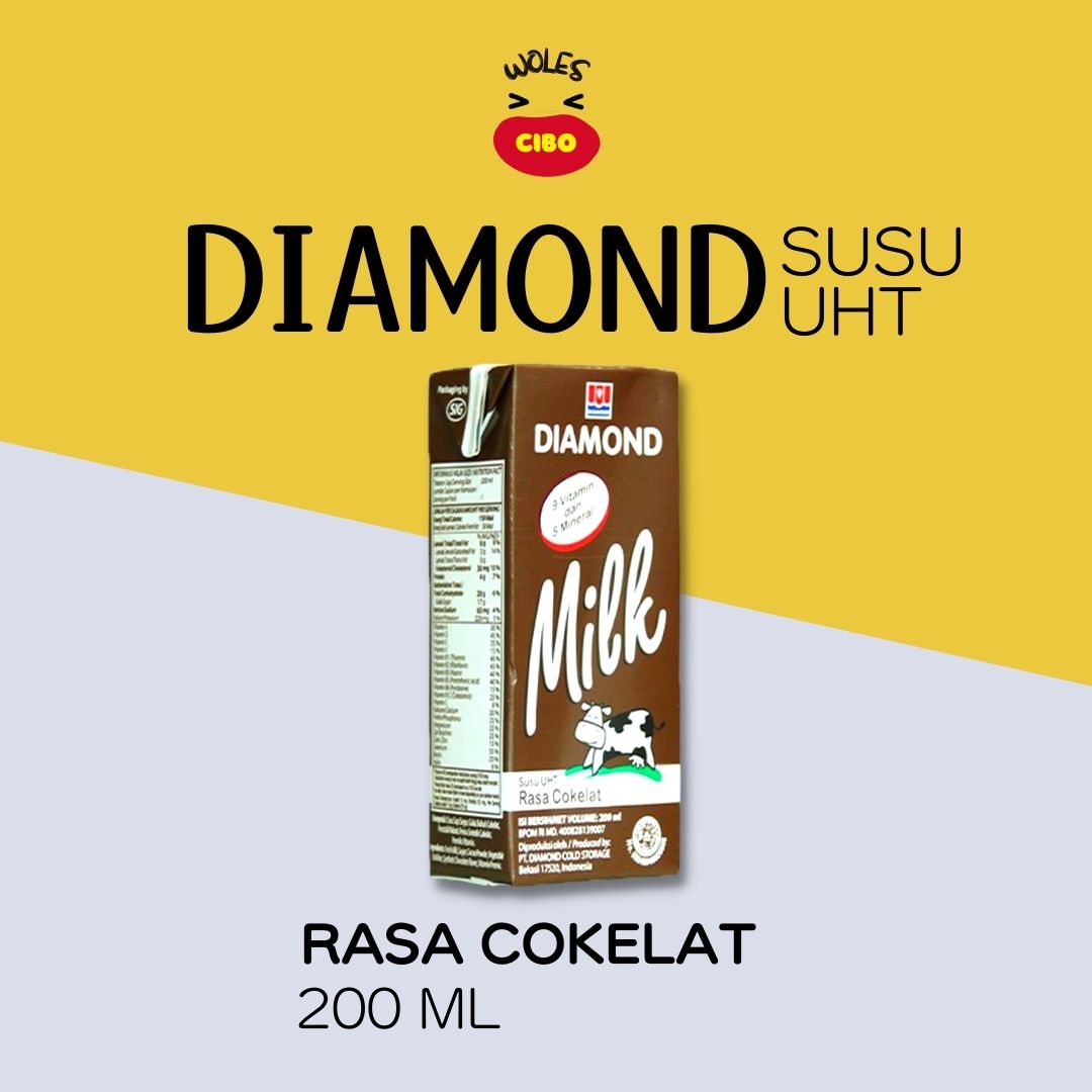 Diamond Susu UHT Milk 200ml Rasa Cokelat / Strawberry / Full Cream ...