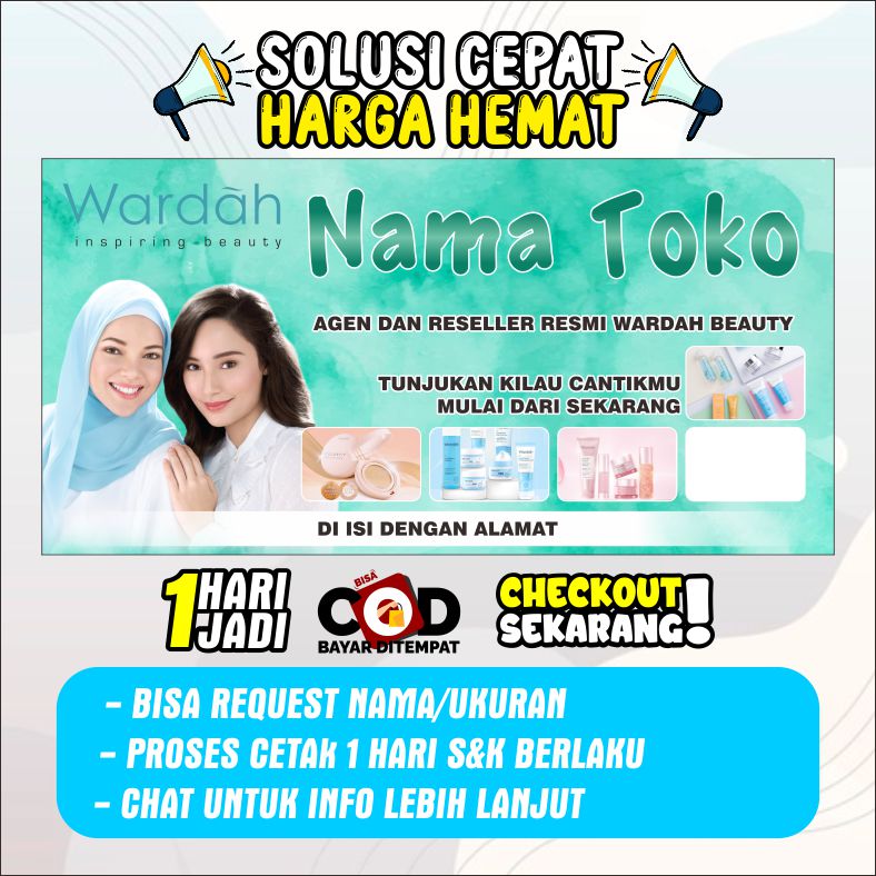 Spanduk/Banner Kosmetik Wardah Bisa Rubah Nama,Tulisan GRATIS Ukuran ...