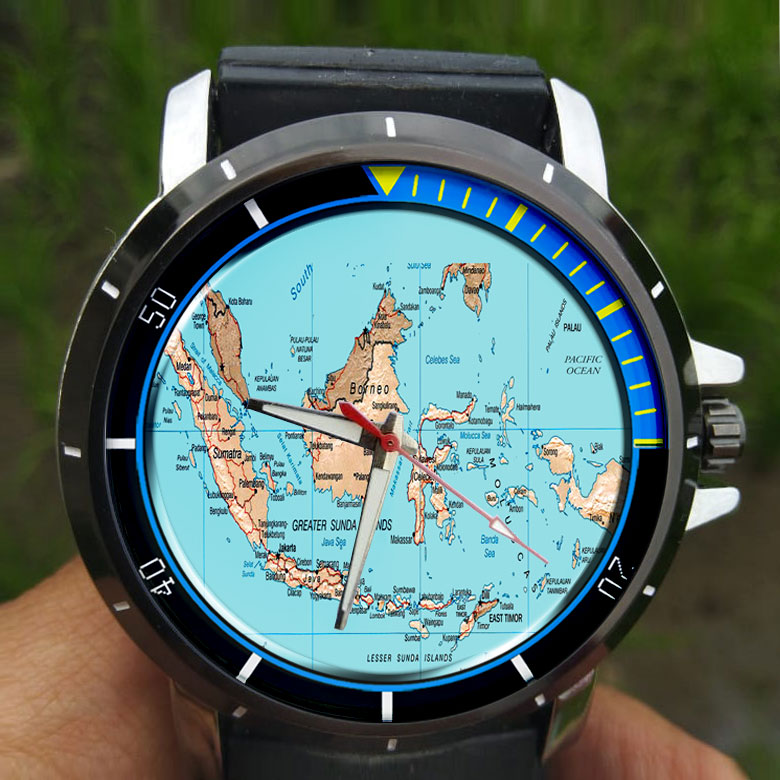 Jam Tangan Custom Peta Indonesia sabang sampai merauke | Lazada Indonesia