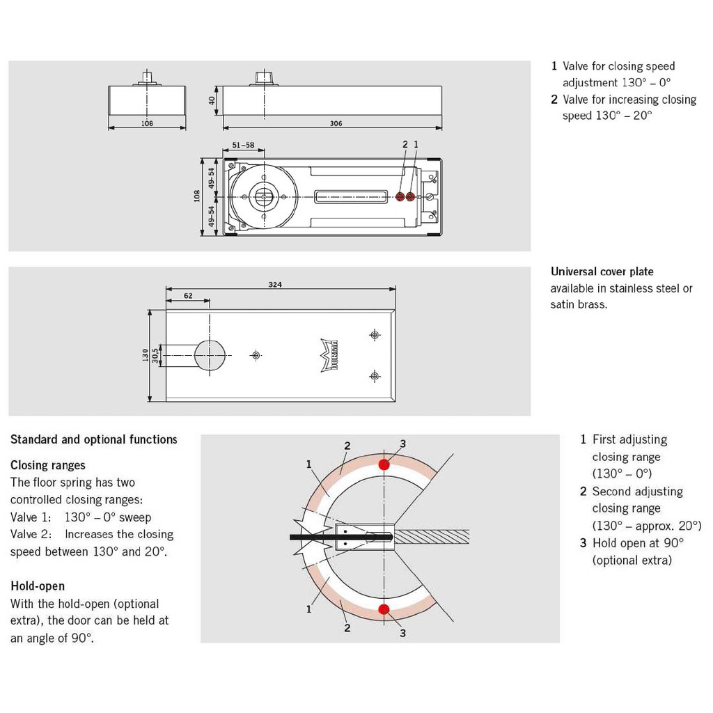 Paket Floor Hinge Dorma BTS 84 Patch Fitting Package Set Engsel Lan dan ...