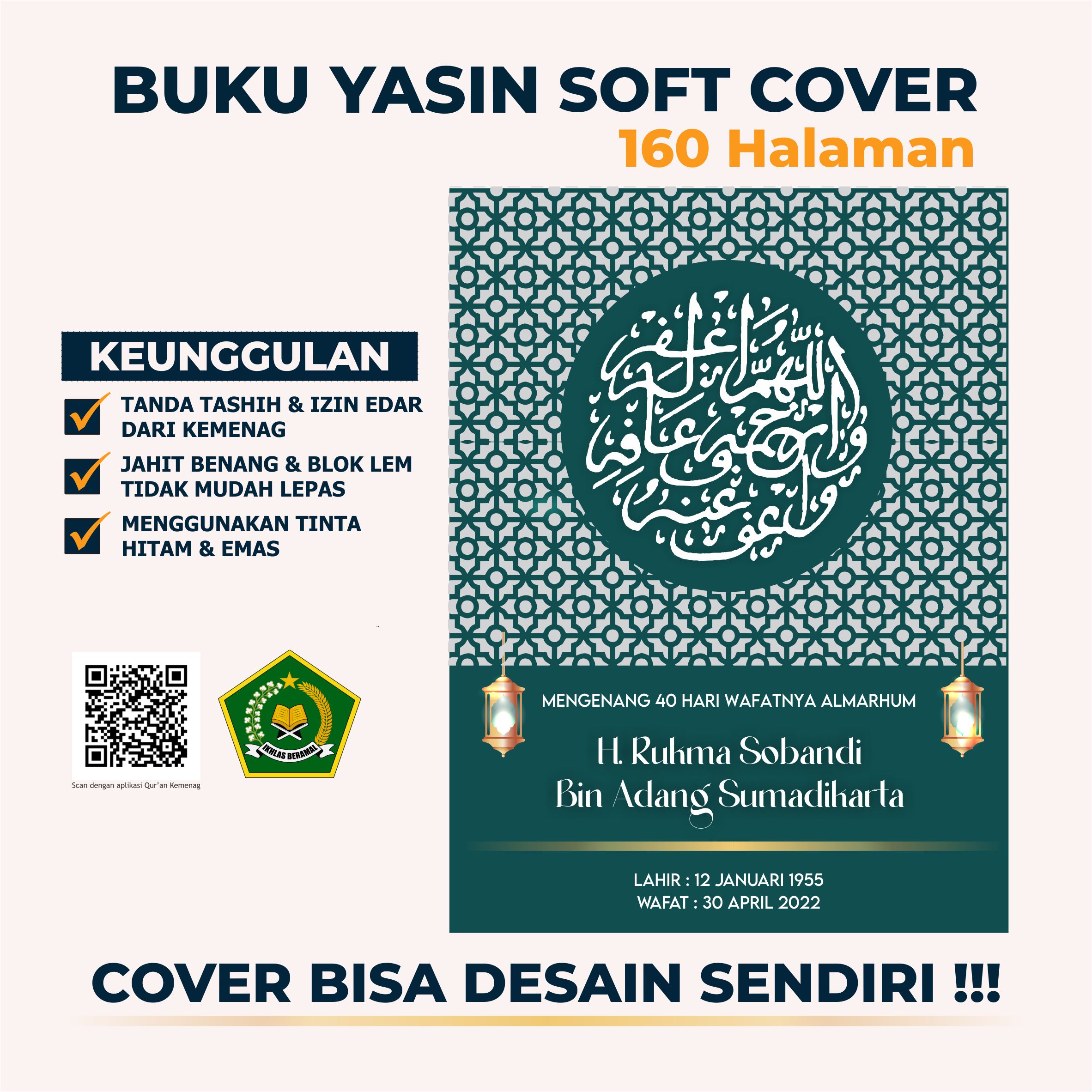 Surat Yasin dan Tahlil Softcover 208 halaman cover custom (bisa desain ...