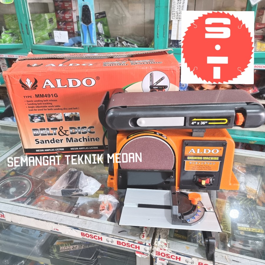 MM491G MESIN AMPLAS DUDUK SABUK BELT AND + & DISC SANDER PORTABLE ALDO ...