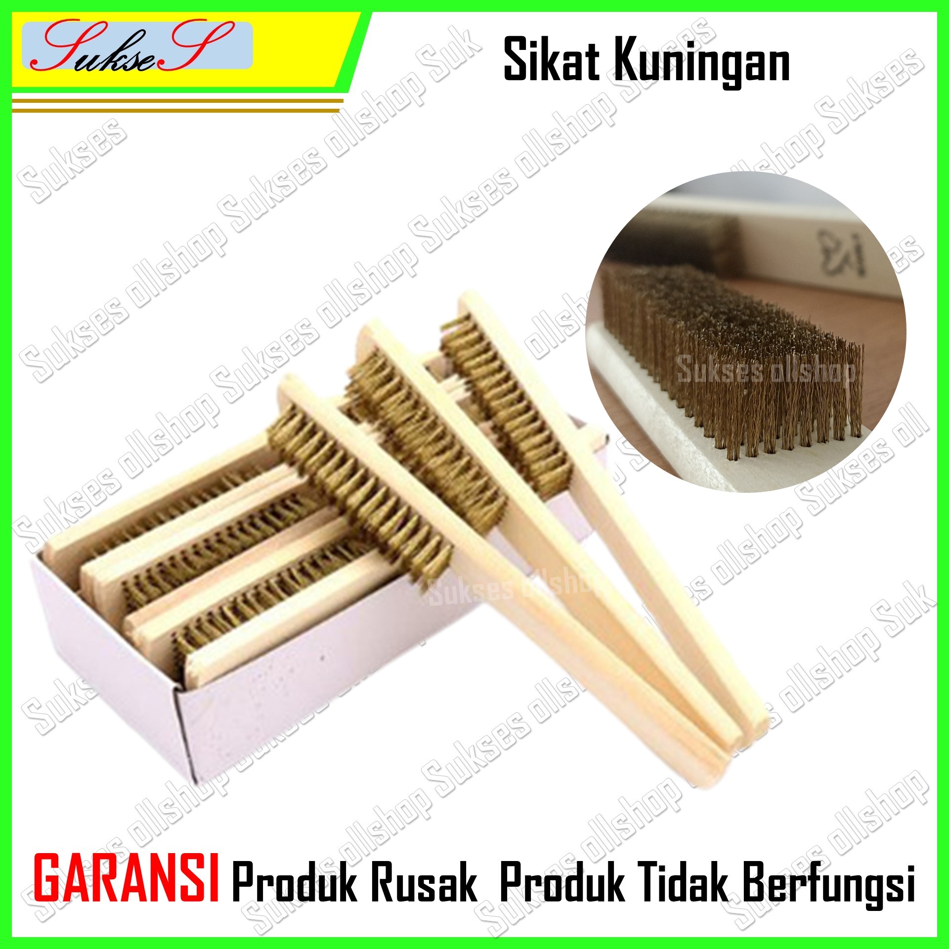 Sikat Kawat Kuning Kuningan Gagang Kayu Wooden Handle Steel Wire Brush ...