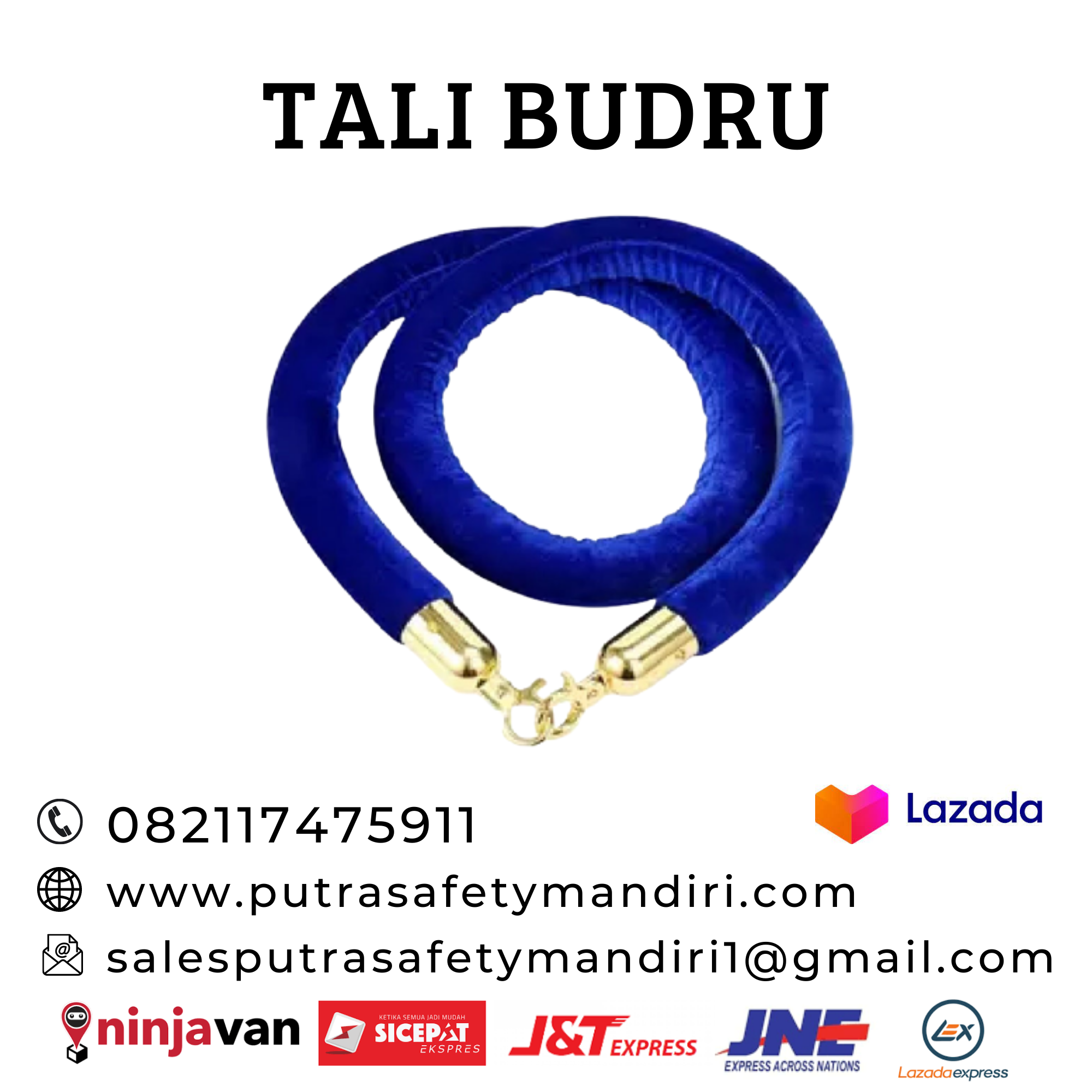 TALI BLUDRU BIRU PENGAIT SILVER TIANG PEMBATAS ANTRIAN PANJANG 150 CM ...
