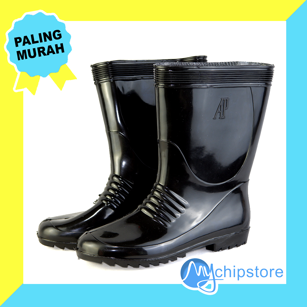 Sepatu Boot Karet Pendek AP HITAM 1 | Lazada Indonesia
