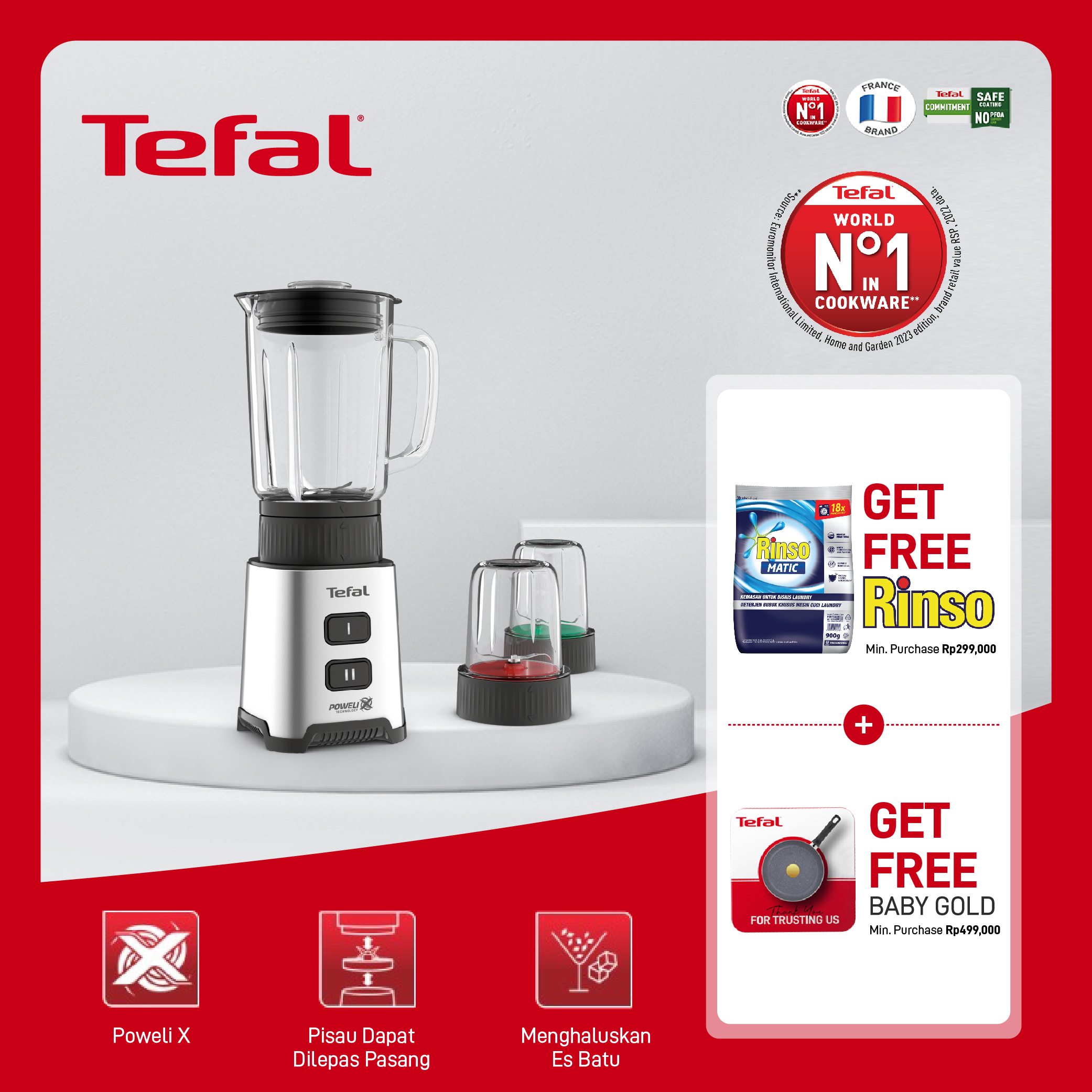 Tefal Blender Pulseo Glass BL17G | Lazada Indonesia
