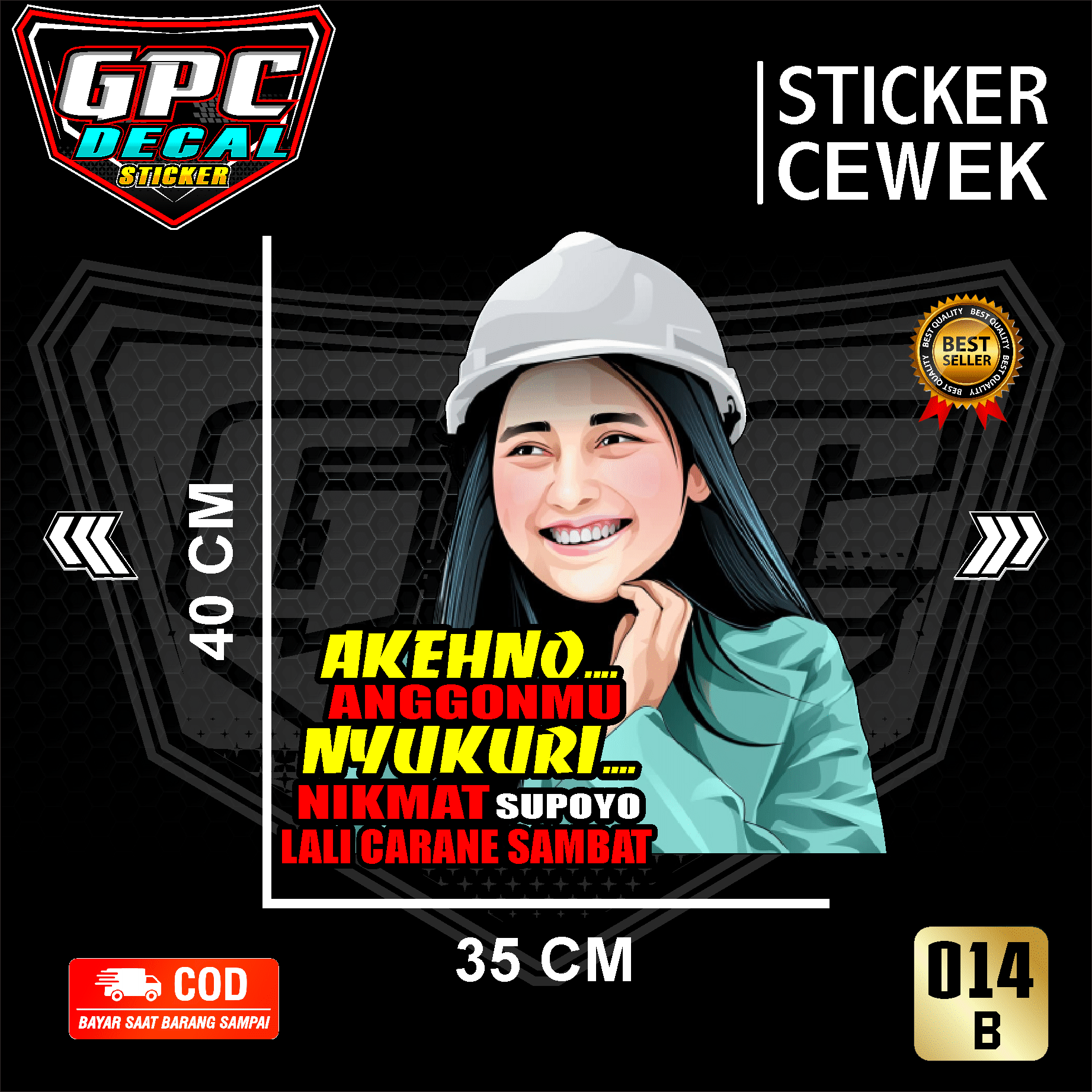STICKER DECAL MOBIL DAN MOTOR VARIASI KATA KATA CEWEK HIJAB- STICKER ...