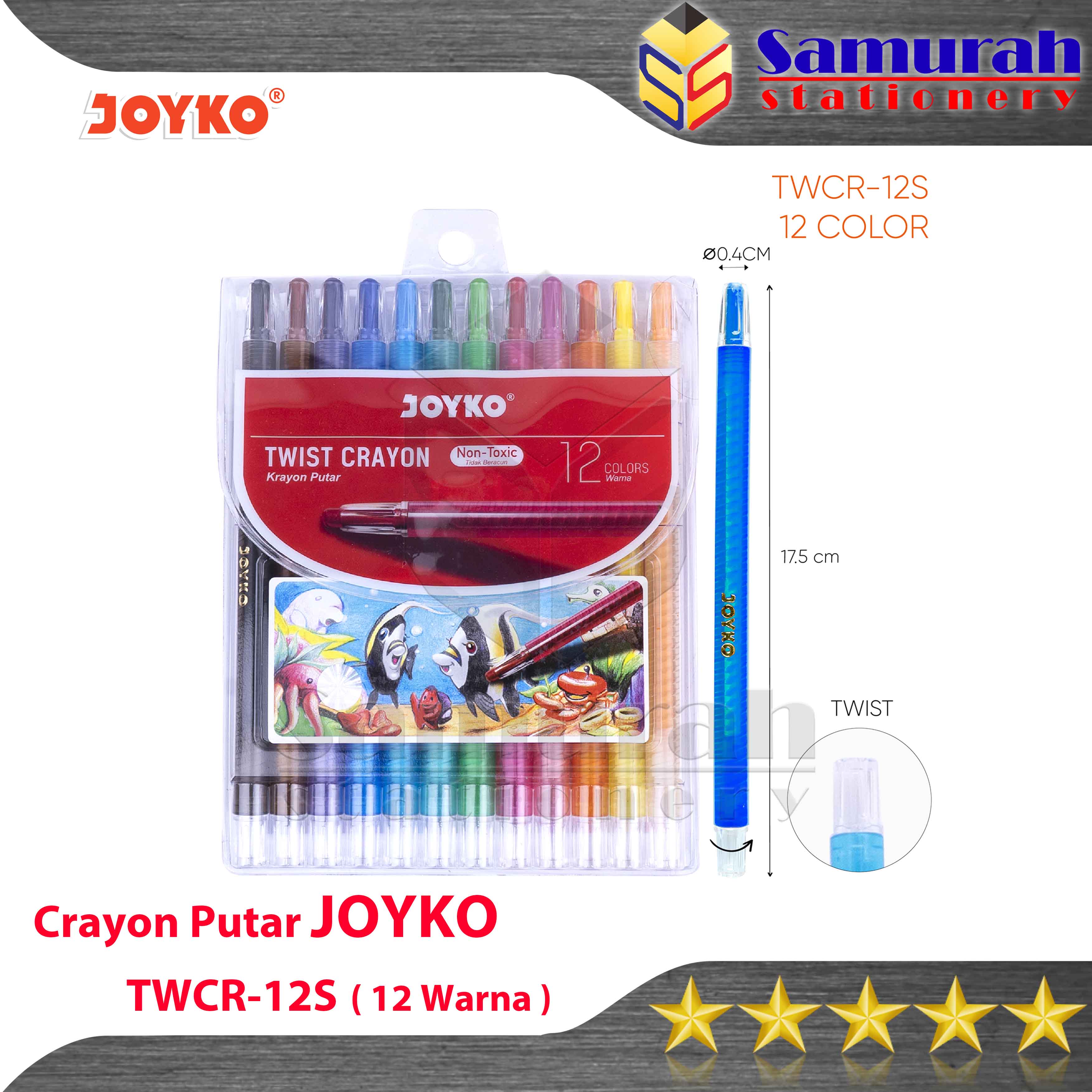 Crayon Joyko TWCR-12s ( 12 Colours ) / Krayon Putar Mewarnai isi 12 ...