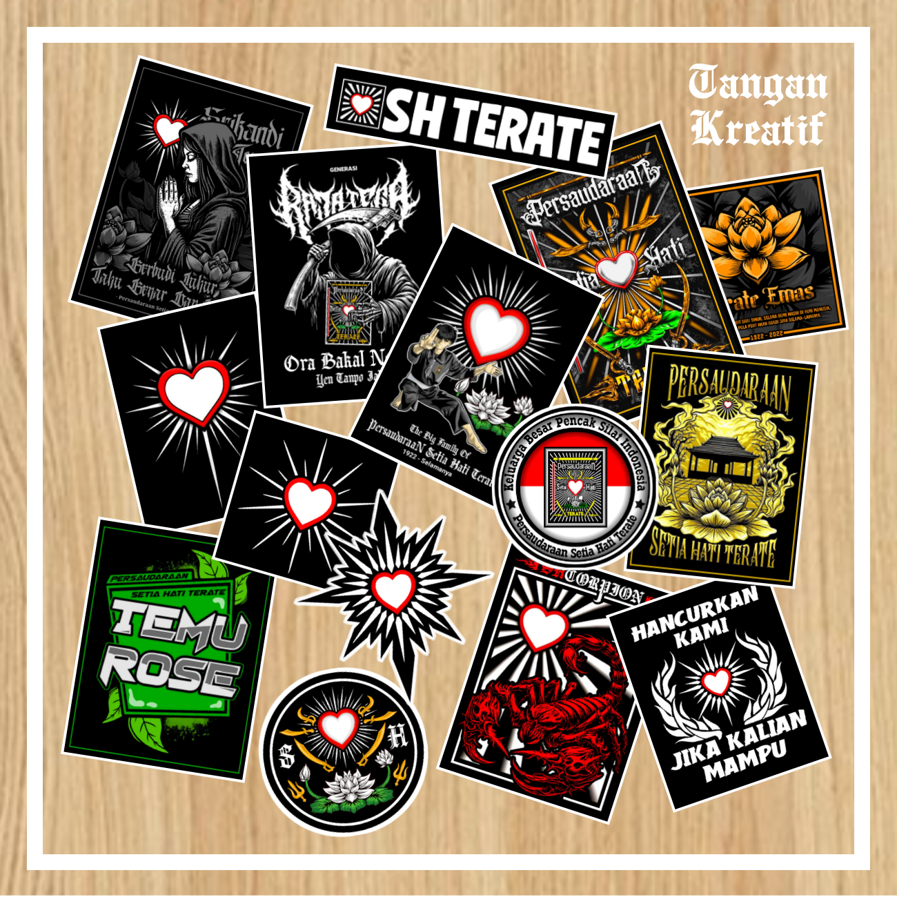 Stiker psht sudah cutting pola sticker pack psht isi 15 pcs paket B ...
