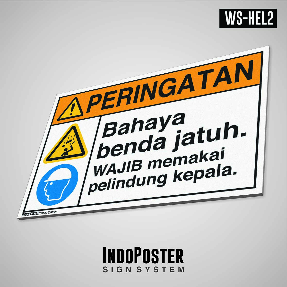 Safety Sign Rambu K3 PVC ANSI BBahaya Benda Jatuh Wajib Memakai Helm M ...
