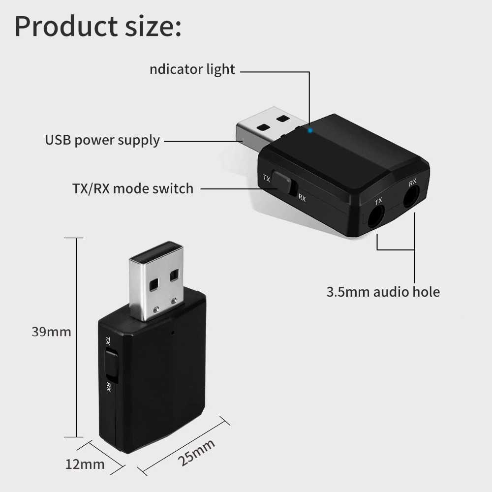 Goojodoq USB Dongle Bluetooth 5.0 Transmitter Receiver Dongel Speaker ...