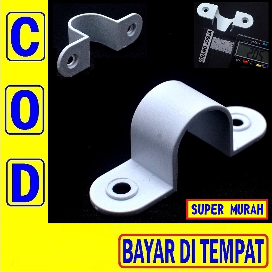 KOM 18F Klem Pipa Conduit Putih Pralon Paralon Kabel Listrik 20 Mm 20mm ...