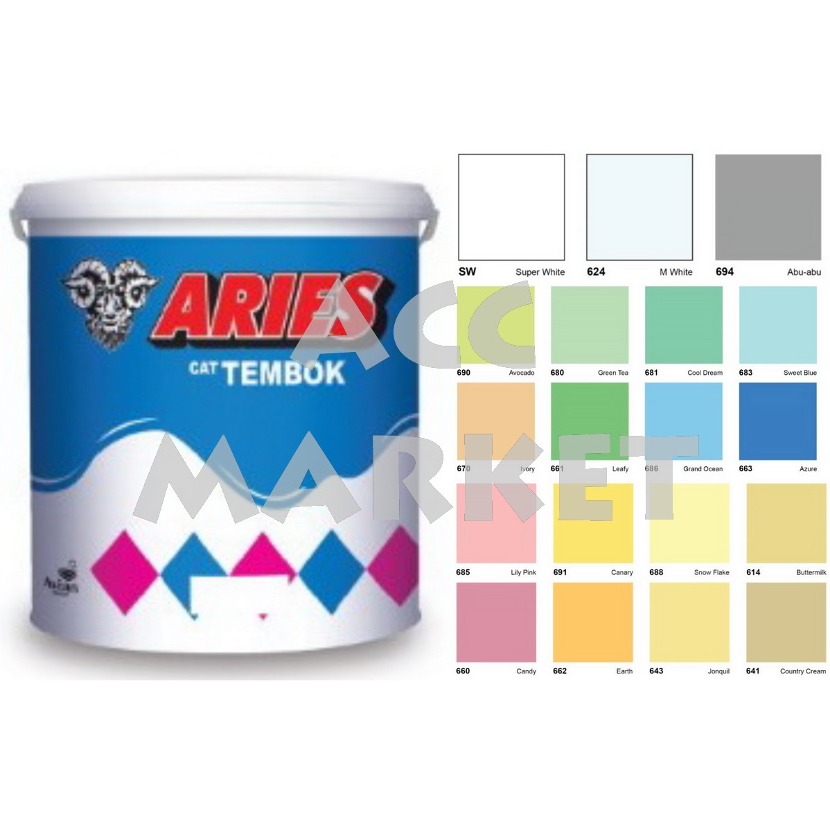 Cat Tembok Dinding Aries 5kg Warna Putih Rumah | Lazada Indonesia