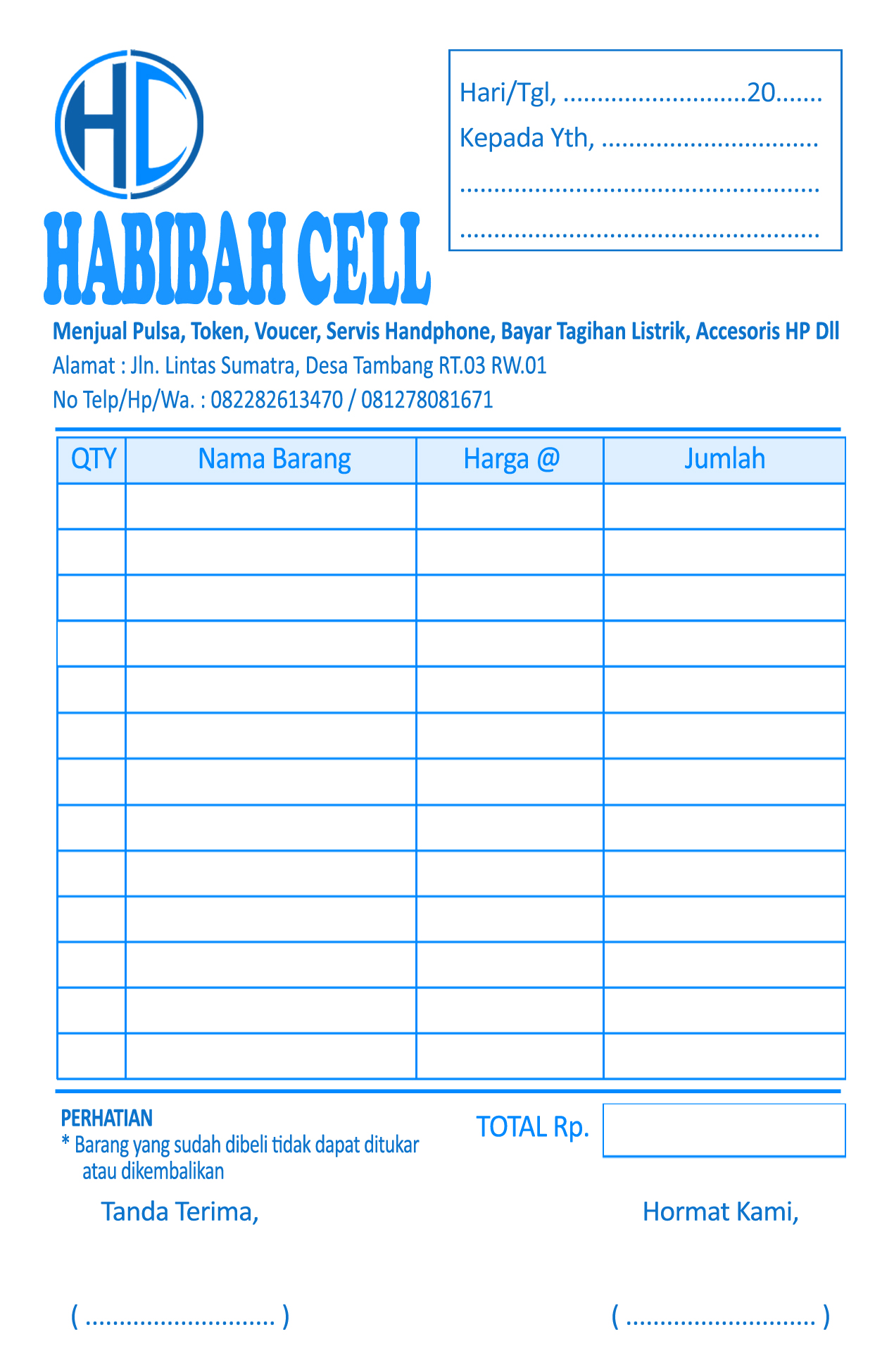 Cetak Nota Custom 2 PLY 1/4 Folio | Nota Konter | Nota Cell | Nota Jual ...