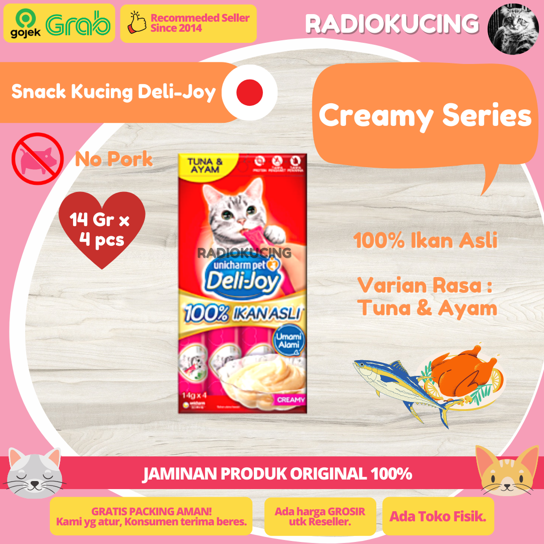 DELI-JOY Cat Snack Cemilan Kucing 56 gr (14 gr x 4 sachet) All Variant ...