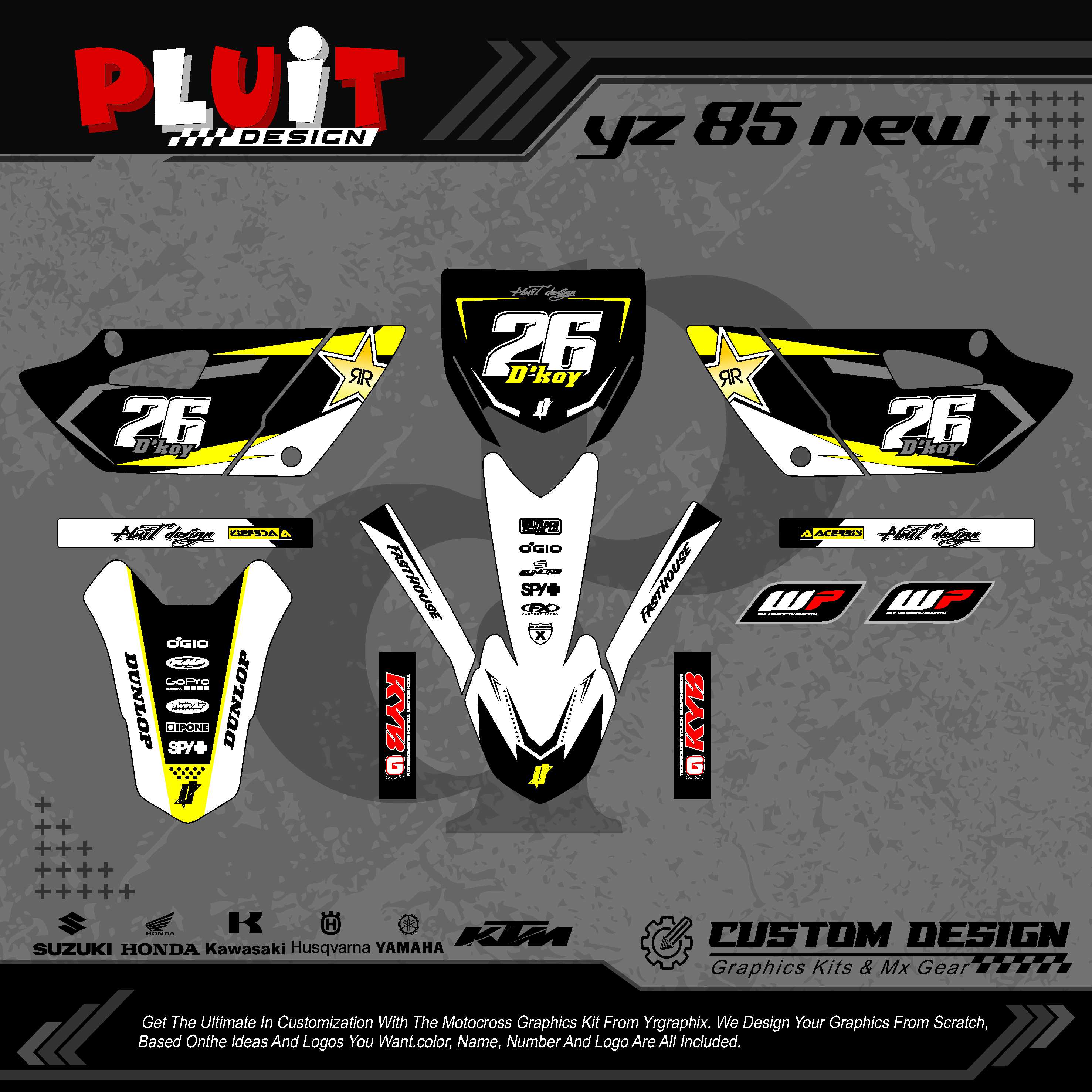 Decal Yz 85 New Full Body Decal Stiker Yz 85 Decal Sticker Yz 85 New ...