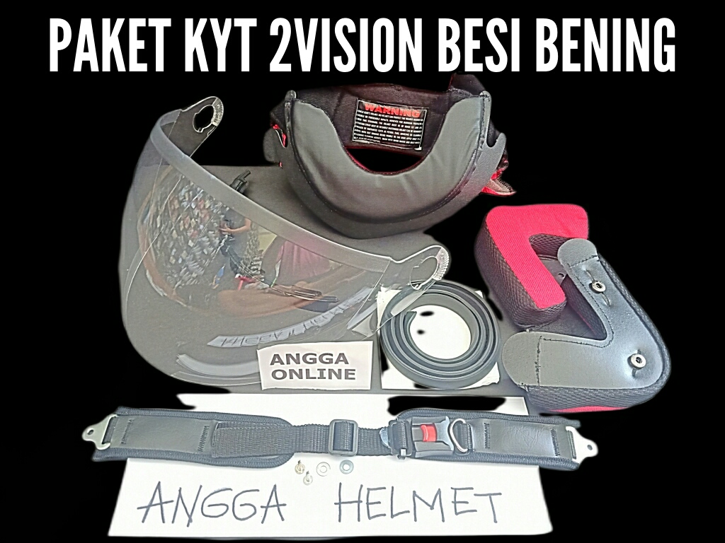 PREMIUM PAKET KYT 2 VISION BESI, BUSA HELM KYT 2VISION KANCING BESI + KACA HELM KYT 2 VISION ...