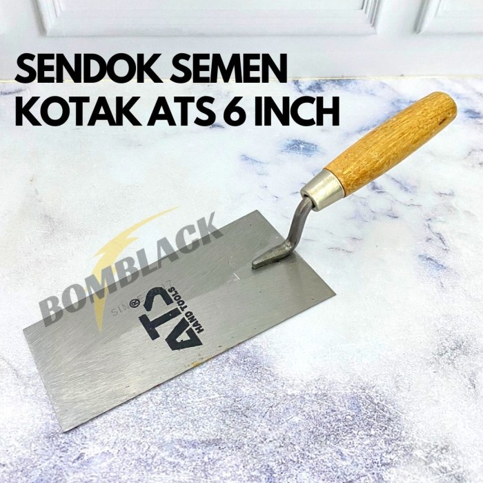 ATS Sendok Semen 6 inch Model KOTAK GAGANG KAYU Sekop Skop Tembok Bata ...