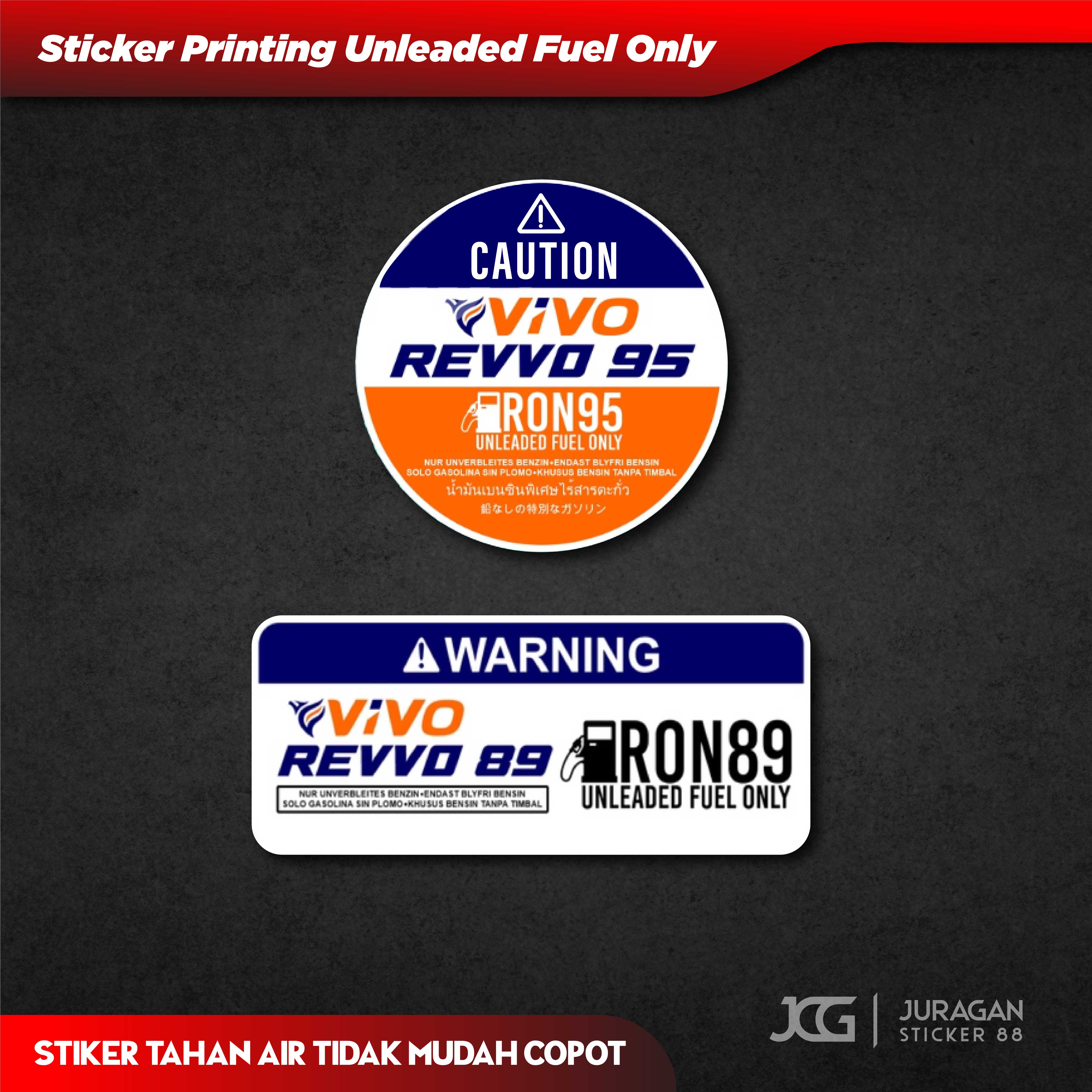 Sticker Printing Unleaded Fuel Only VIVO REVVO stiker tangki bahan ...