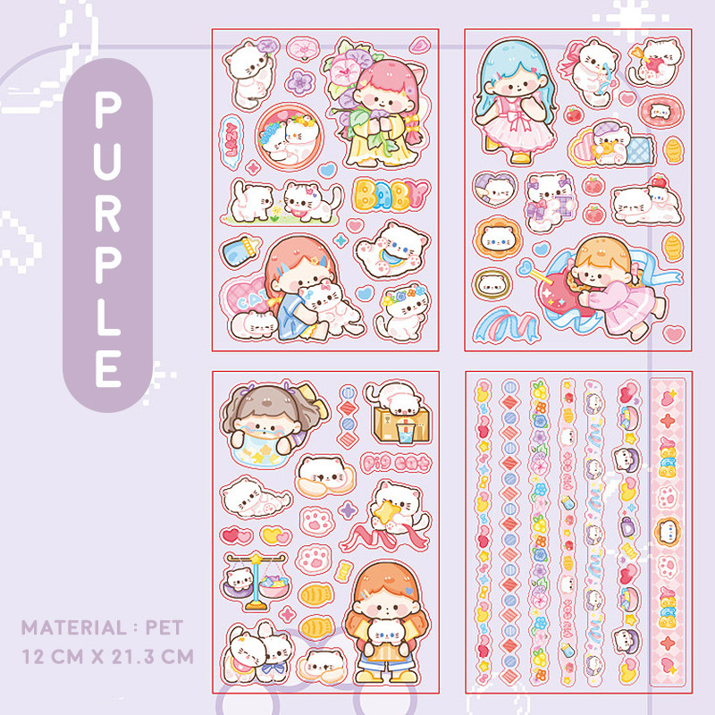 Chichi Cat Paradise Deco Stickers / Sticker PET Karakter Cat Lucu ...