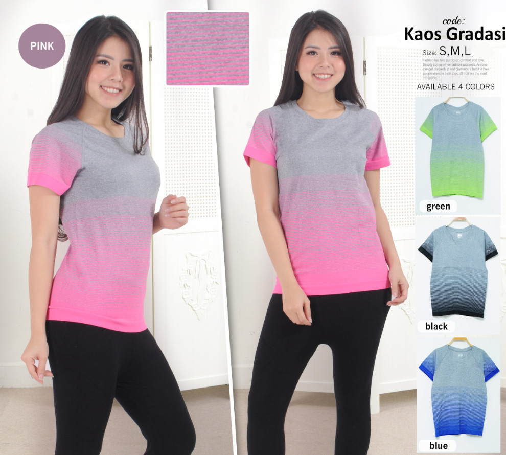 Baju Kaos Gradasi Olahraga wanita kaos olahraga wanita kaos polos baju ...