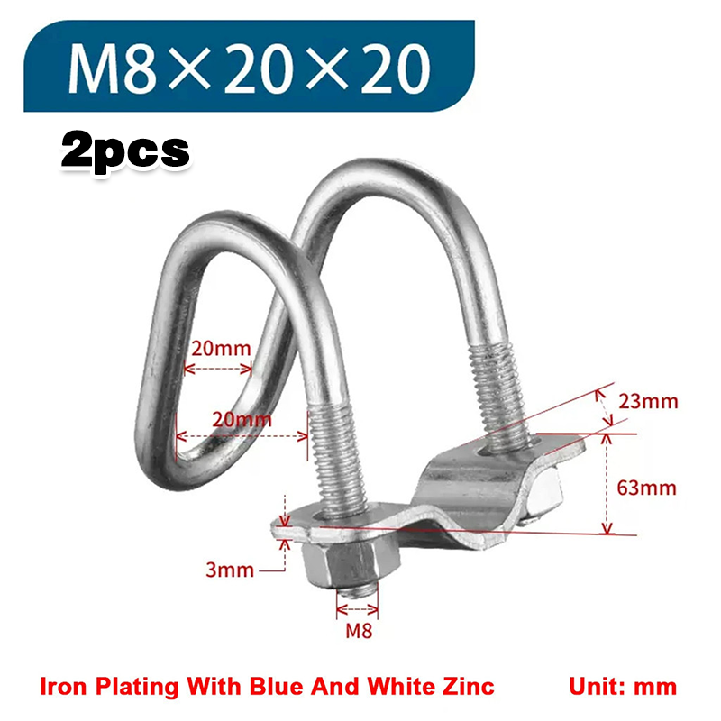 2PCS Klem U Besi Cross Clamp M8 Penjepit Pipa Besi Bahan Baja Karbon ...