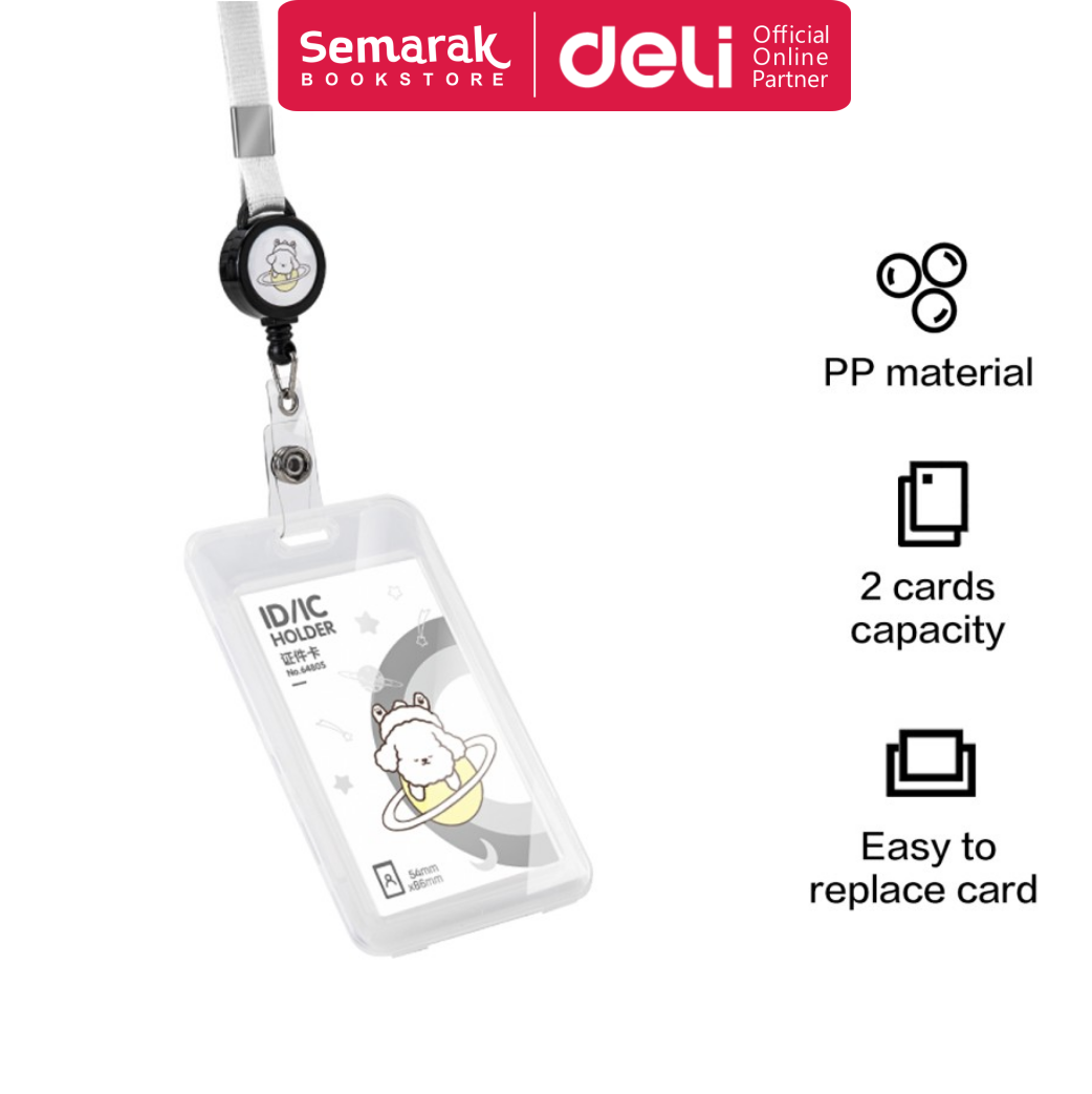 Deli 64805 ID Card Holder Name Tag Lanyard - Blue / Pink / White ...