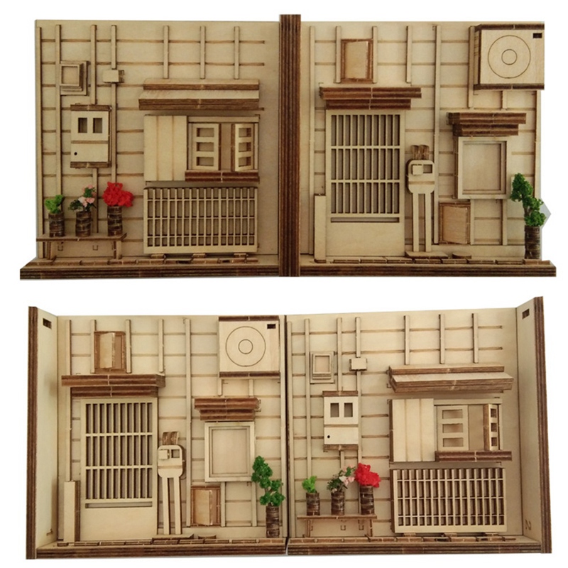 Wooden Book Nook Inserts Art Bookends DIY Bookshelf Decor Stand ...