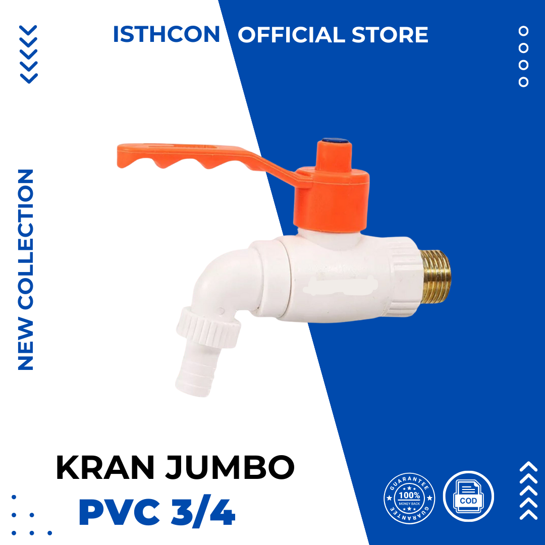 Kran Air PVC PRR Jumbo Tembok 1/2 3/4 inch Drat Kuningan Engkol Ori ...