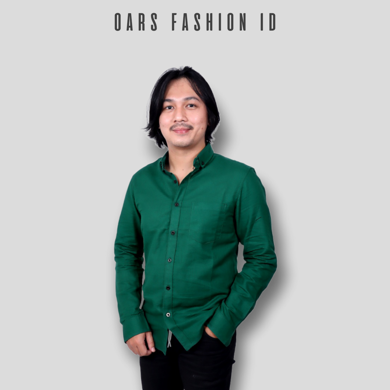 kemeja basic polos pria lengan pendek dan panjang warna hijau botol ...