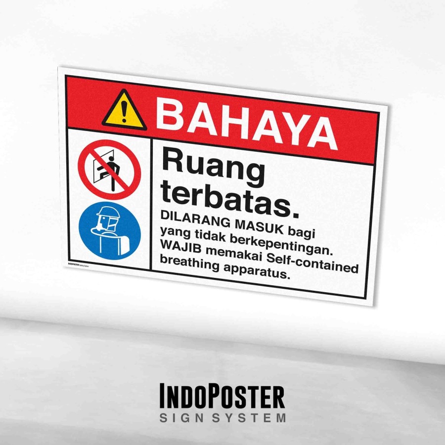 Stiker Label Safety Sign Rambu K3 ANSI Ruang Terbatas Gunakan SCBA ...