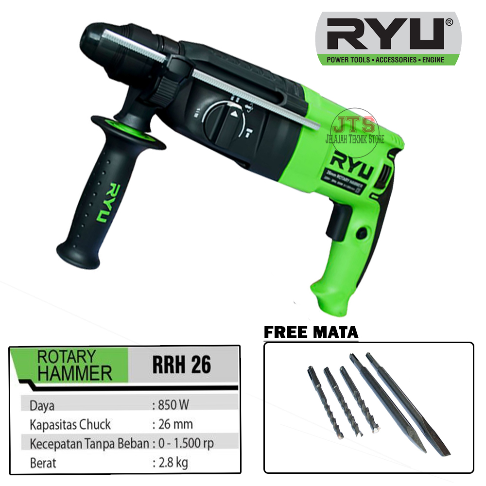 RYU Hammer Drill 26mm Mesin Bor Bobok Tembok Beton Mesin Bor Rotary ...