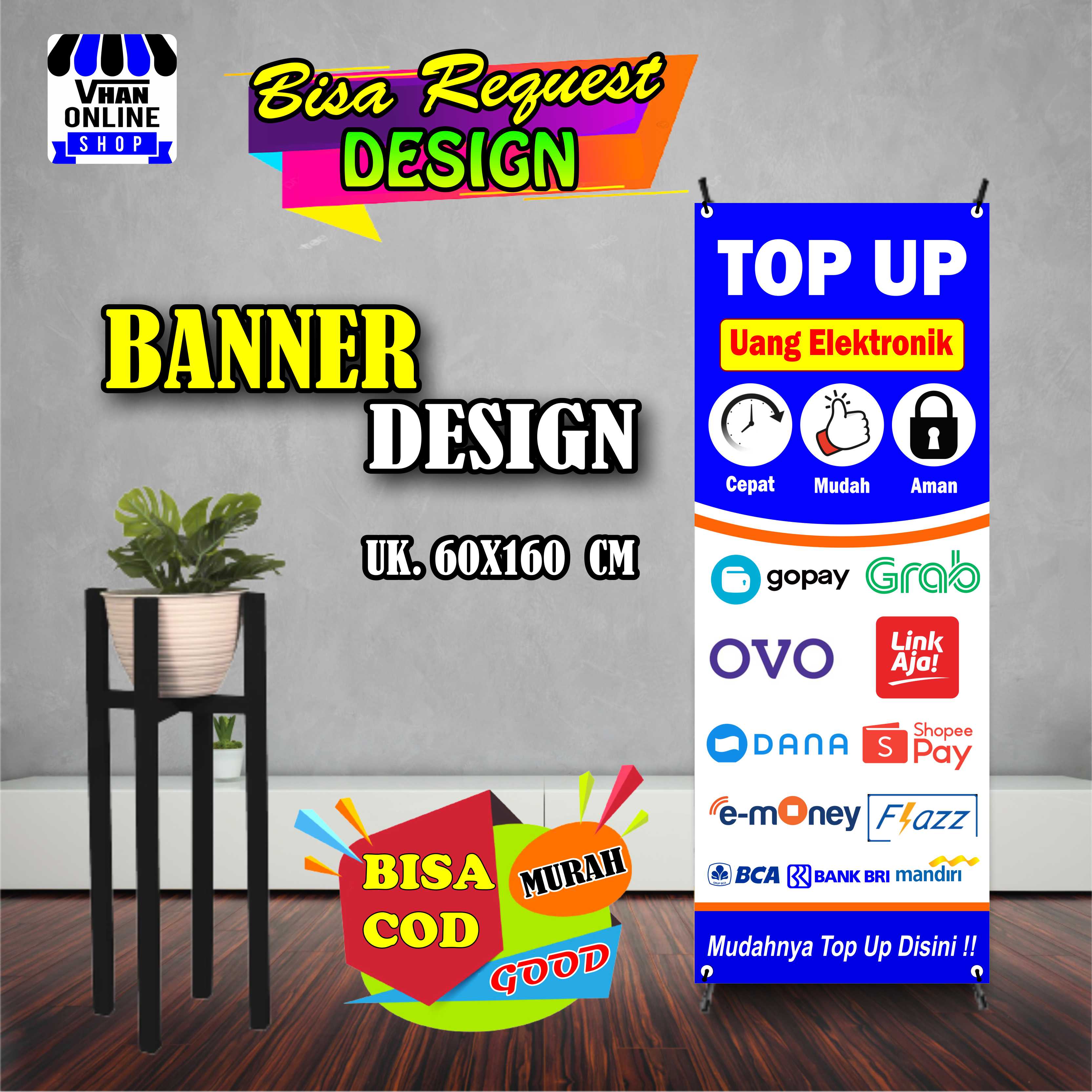 Spanduk Banner Konter Jasa Pembayaran Uang Elektronik Keren Simple ...