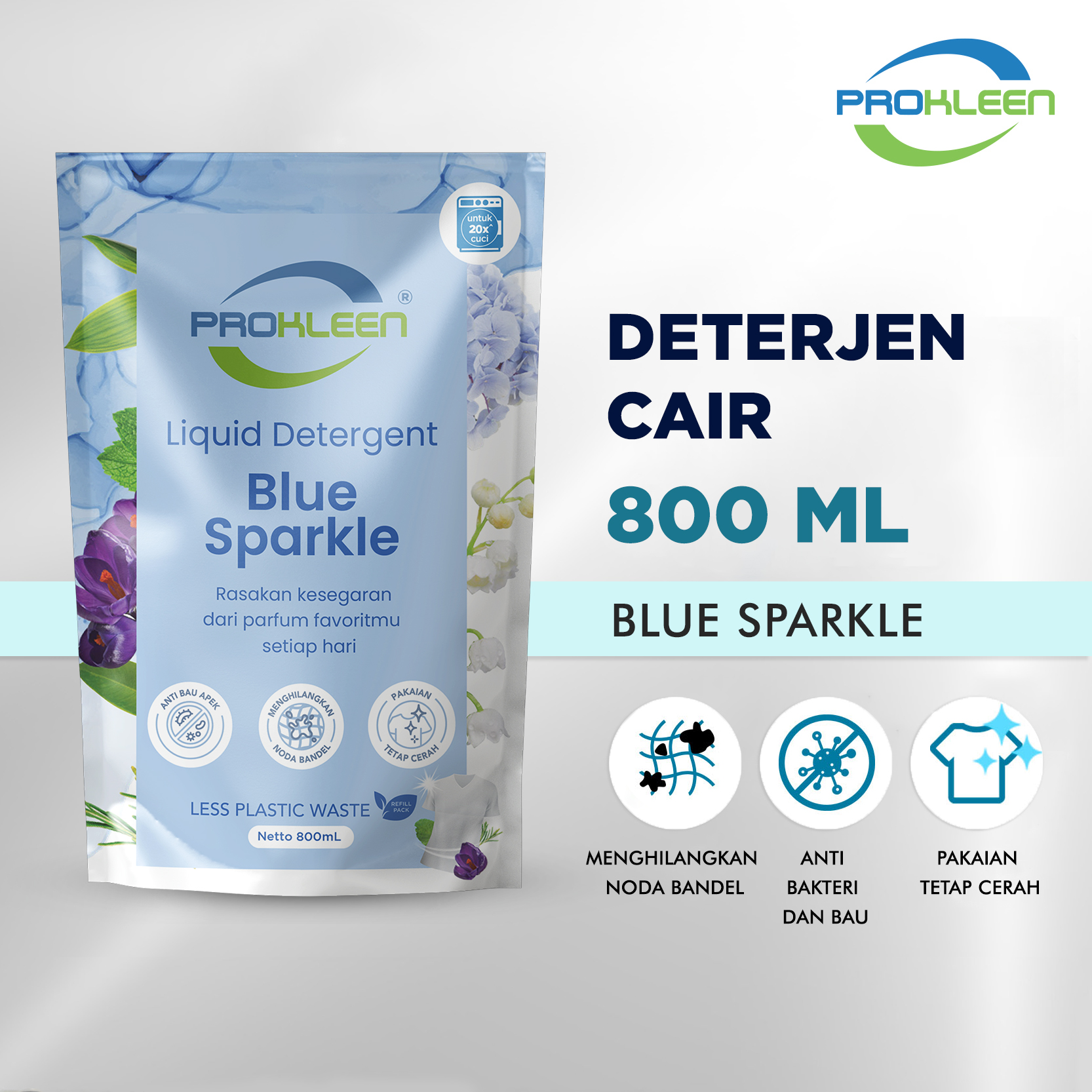 Deterjen Cair PREMIUM Laundry Liquid Detergent PROKLEEN 800mL REFILL ...