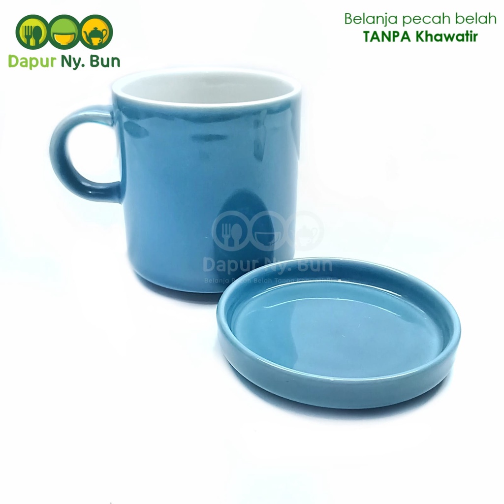 Cangkir Tutup Two Tone Stackable / Mug Susun Coaster Ukuran 240ml ...