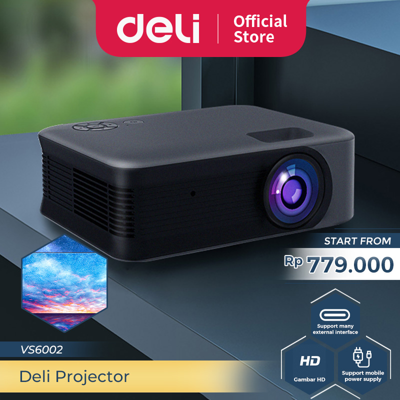 Deli Aoka Home Projector / Proyektor Mini 3000 Lumens Resolusi 1080p HD ...