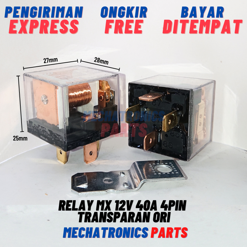 Relay MX 12V 40A 4Pin Transparan Ori 4 Kaki Pin Horn Relay Booster ...