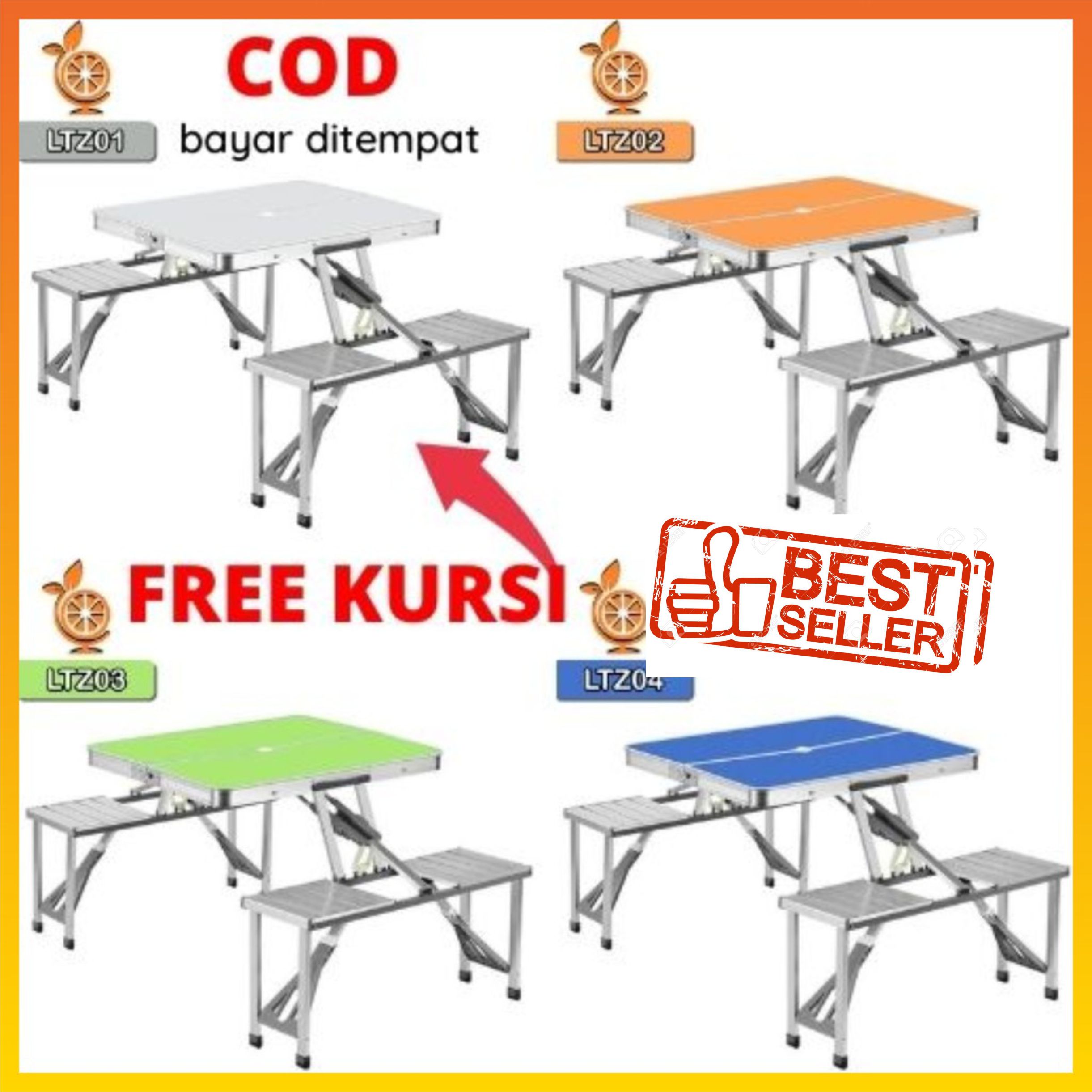 PAKET HEMAT BISA COD Meja Lipat Portable + Kursi / Meja Lipat Koper ...