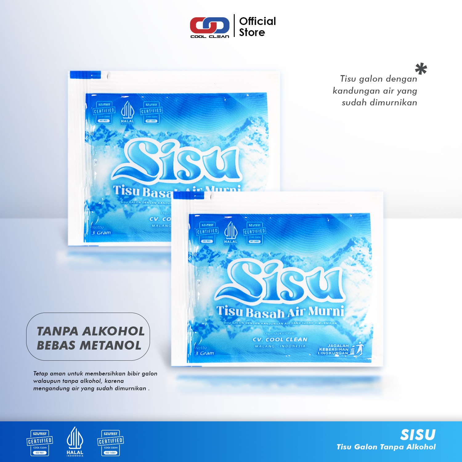 Tisu Galon Merek Sisu 100 pcs Pembersih Galon Air Isi Ulang | Lazada ...