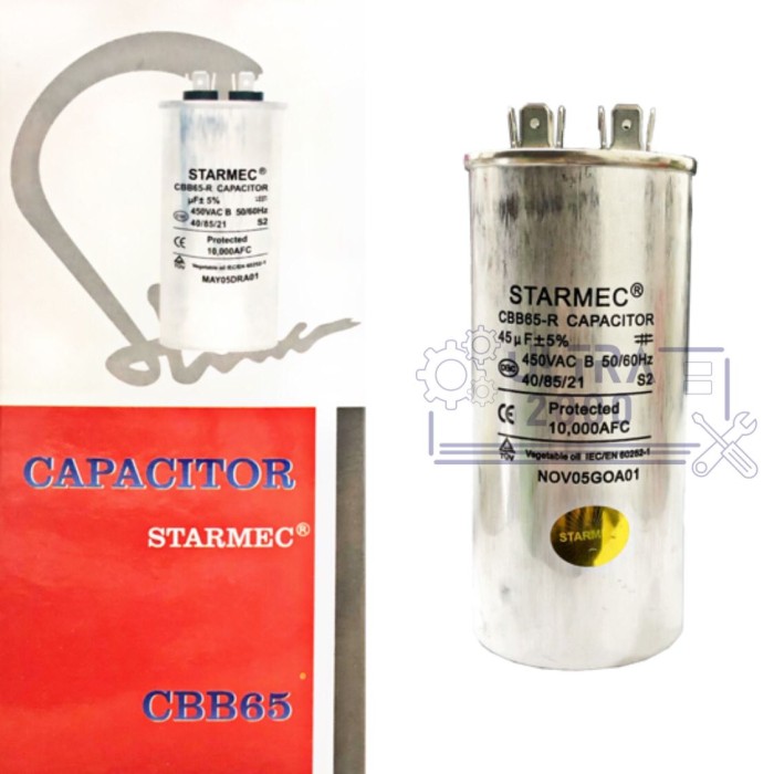 Capasitor AC 45 uF HD / Kapasitor Ac Tembaga Sharp ,Sanyo, Aqua, Denpo ...