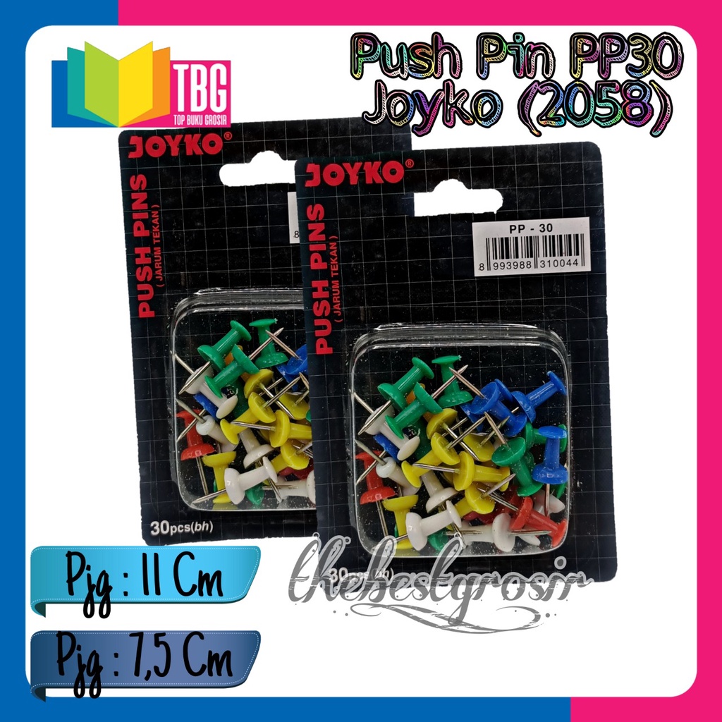 1 BLISTER (30 PCS) PUSH PIN PP-30 JOYKO / PAKU TANCAP JOYKO / PAKU MADING (2058) | Lazada Indonesia