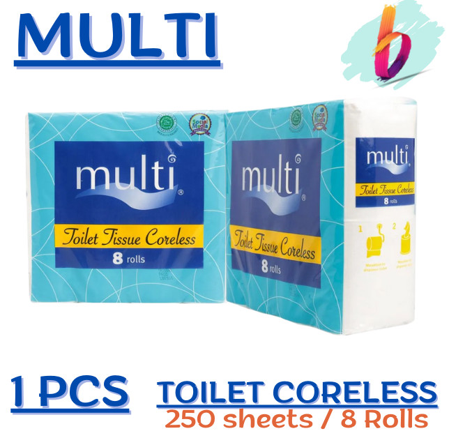 Tissue Toilet Multi Coreless 2 Ply Tisu 8 Rolls/ 250 Sheets TANPA CORE ...
