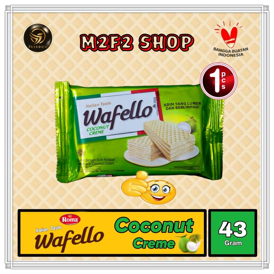 Roma Wafer Wafello Coconut Creme | Krim Kelapa - 43 gr (Kemasan Satuan ...