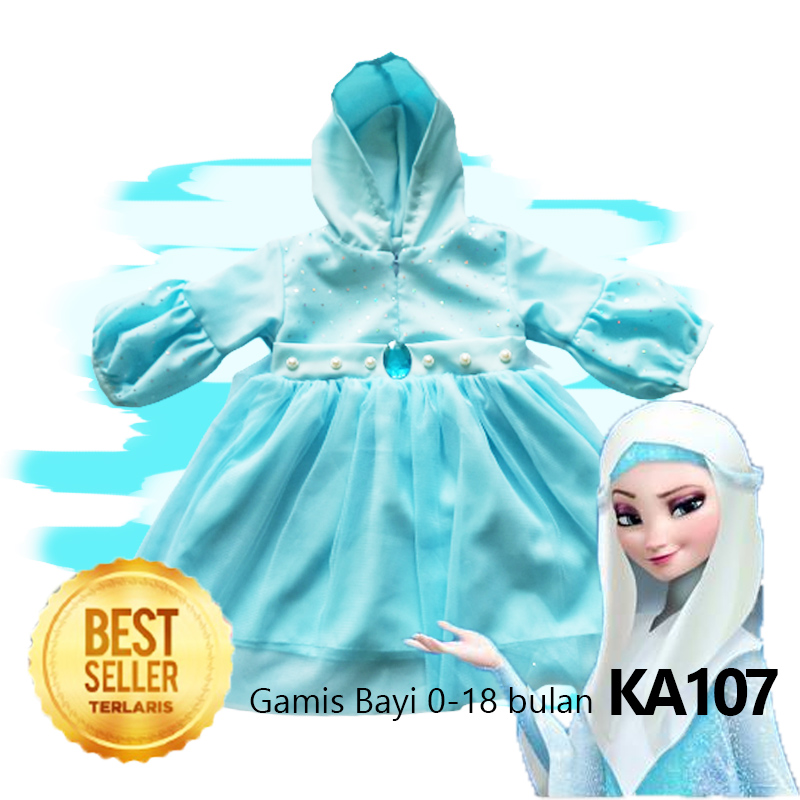Gamis Baju Muslim Elsa Frozen Perempuan Hijab Bayi 0-18 bulan Princess ...