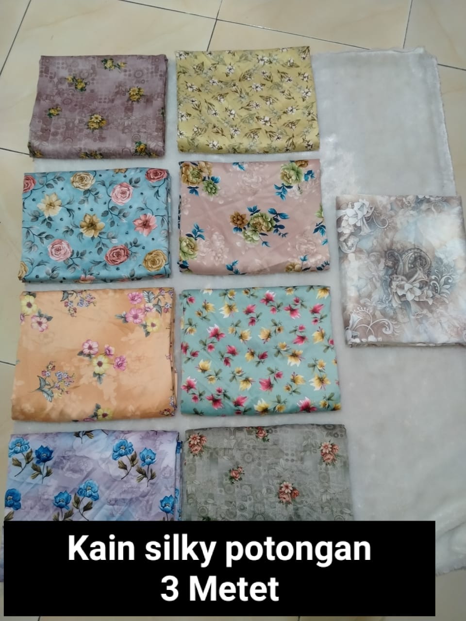kain silky potongan 3 meter//1 potong kain ukuran 3 meter//kain motif ...